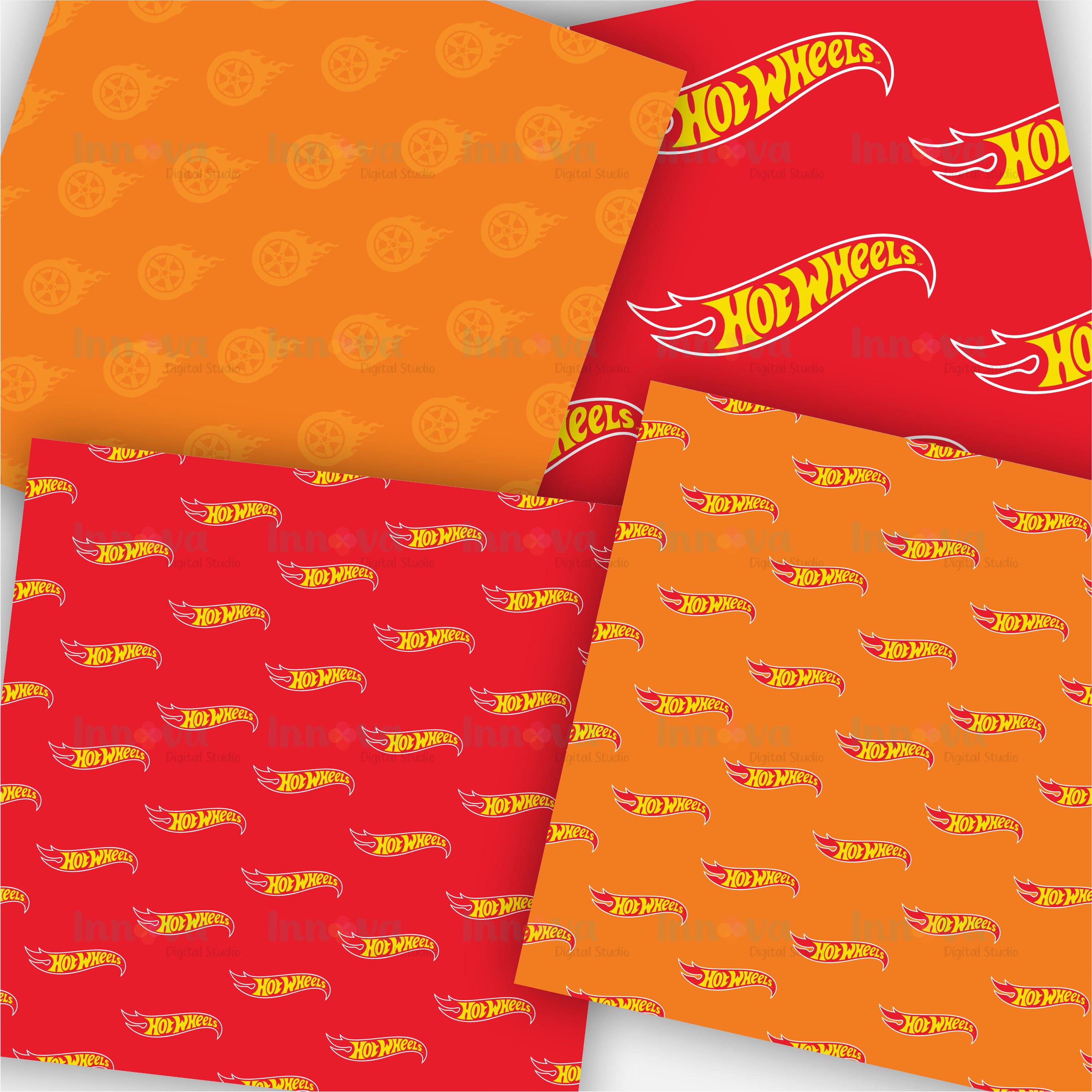 Racing Car Digital Paper, Hot Wheels Style, Scrapbook Patterns (digital ...