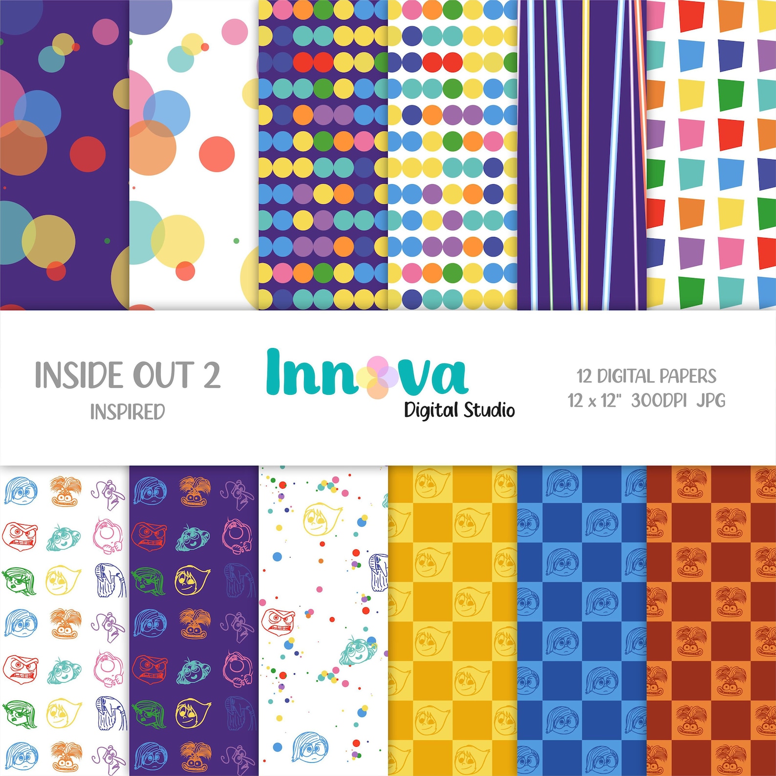INSIDE OUT 2 Digital Papers Inspired by the Movie, Printable File ...