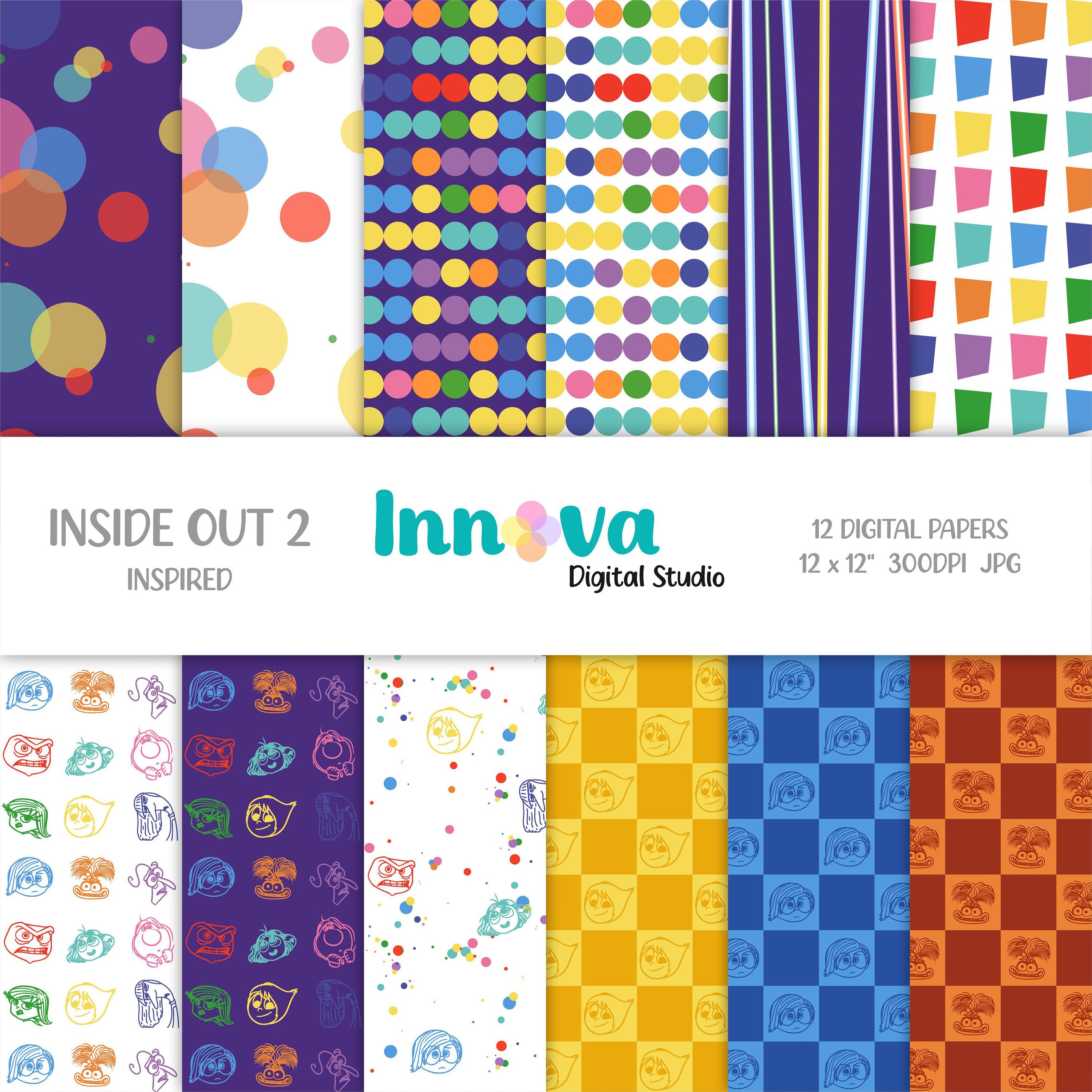 INSIDE OUT 2 Digital Papers Inspired by the Movie, Printable File ...