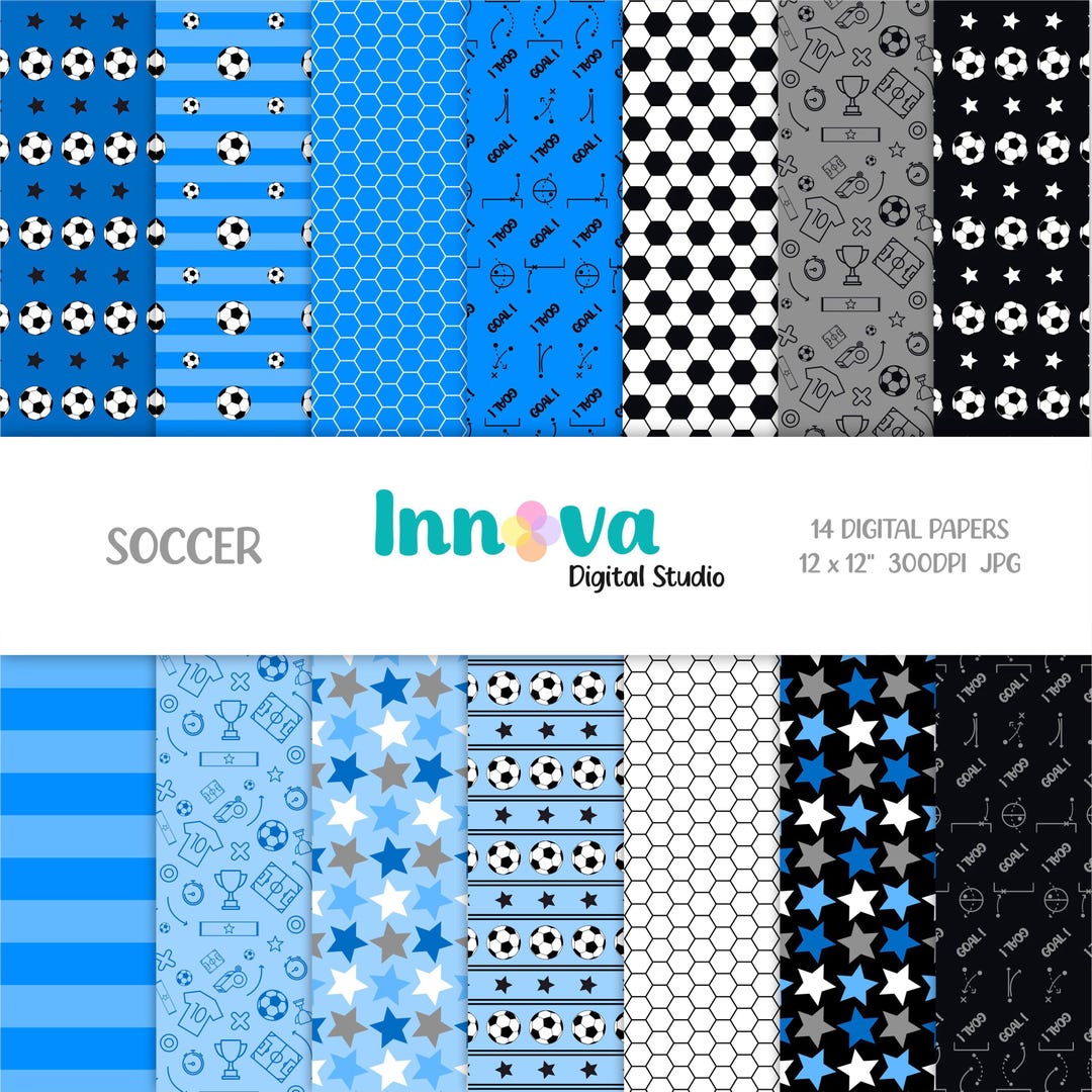 Soccer Digital Papers, Soccer Background and Patterns. Printable File ...