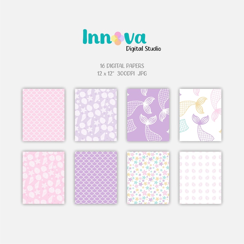 Mermaid Digital Papers: 12x12 Scrapbook Patterns (digital Download) - Etsy