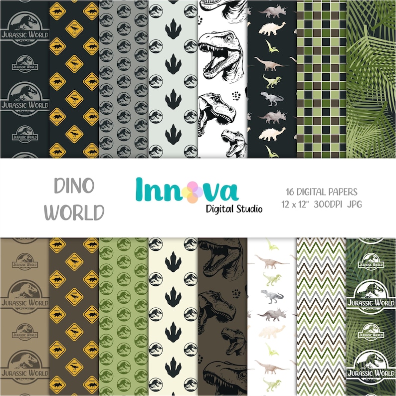 Dinosaur Digital Papers, Dino Background, Dino Patterns. Printable File ...