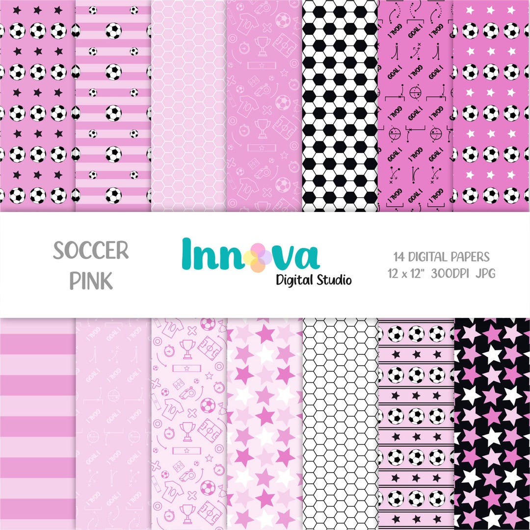 Pink Soccer Digital Papers: 12x12 Patterns (digital Download) - Etsy