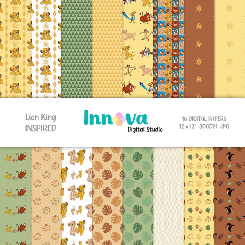 Lion King Digital Papers: 12x12 Patterns for Scrapbooking (digital ...