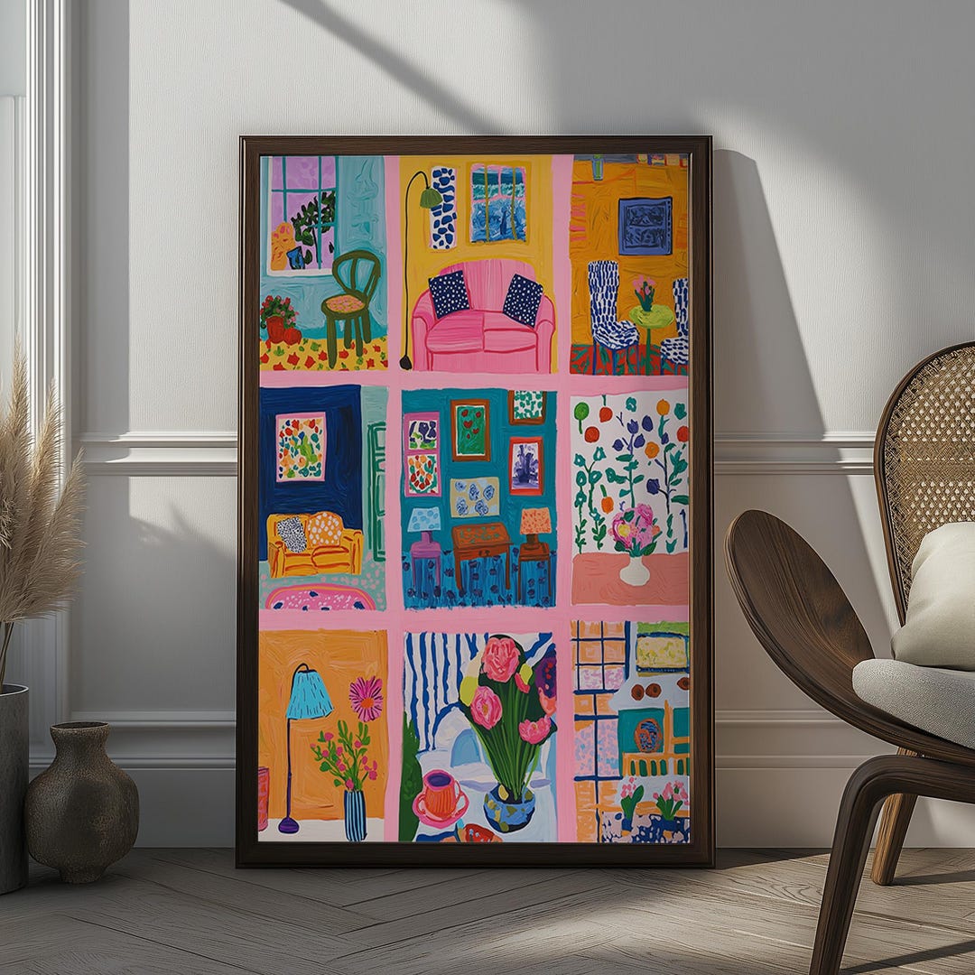 Colorful Room Collage Art Print – Vibrant, Abstract Home Decor With ...