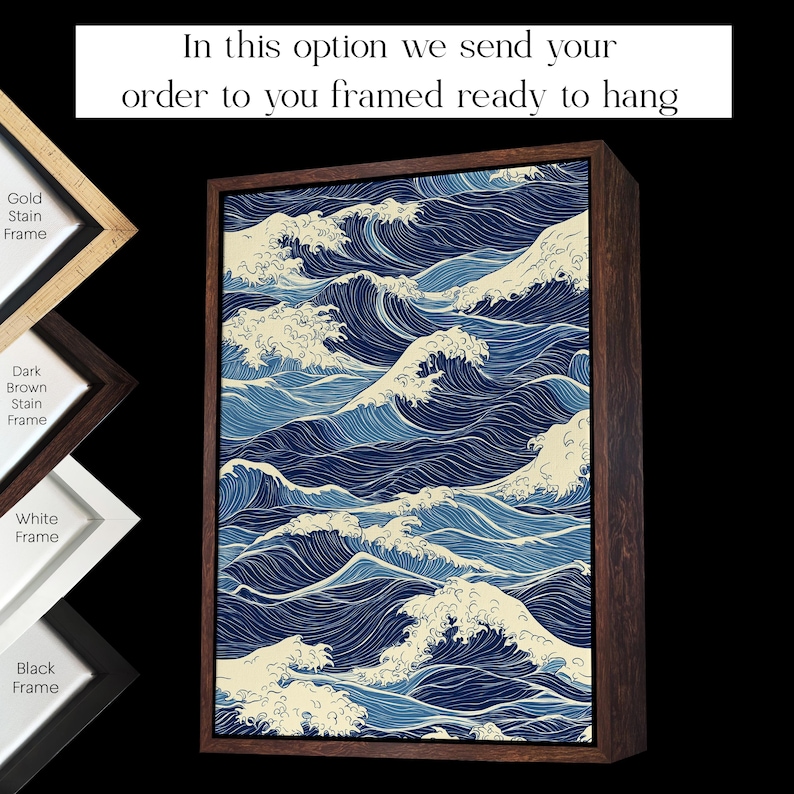 Japanese Wave Art Print, Traditional Blue Ocean Wave Pattern, Vintage ...