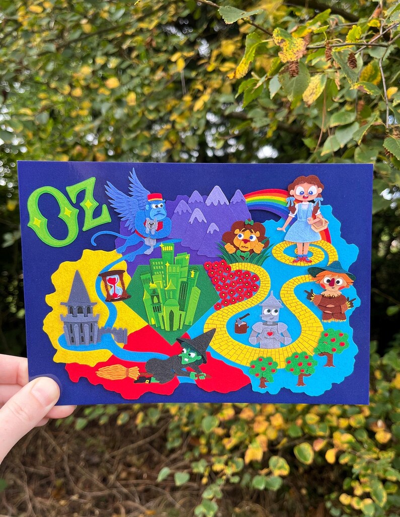 A5 Art Print | Wizard of Oz Map | Felt Artwork Heavyweight Print - Etsy