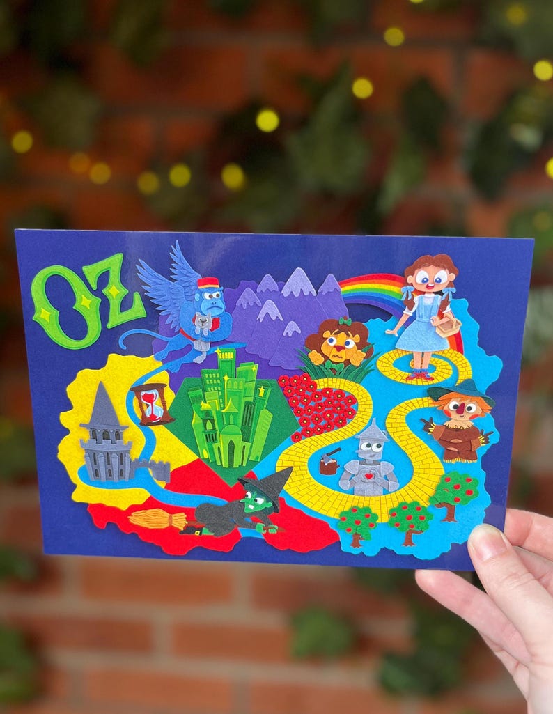 A5 Art Print | Wizard of Oz Map | Felt Artwork Heavyweight Print - Etsy