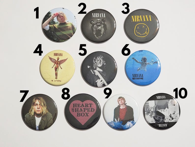 Nirvana Pins LARGE Buttons Kurt Cobain Dave Grohl Krist Novoselic ...
