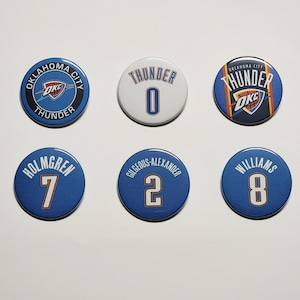 Oklahoma City Thunder Pins LARGE Buttons OKC Thunder Basketball Team ...
