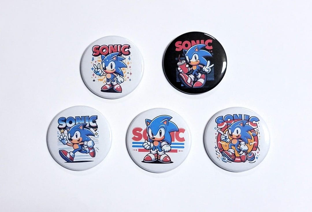 Sonic the Hedgehog Pins LARGE Buttons Video Game Sega Sonic Movie ...