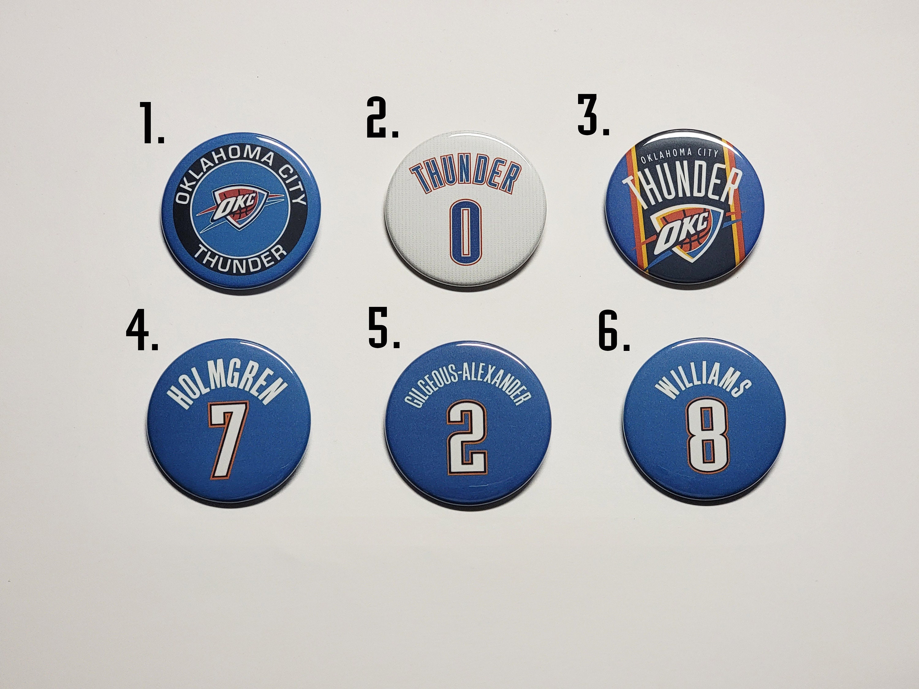 Oklahoma City Thunder Pins LARGE Buttons OKC Thunder Basketball Team ...