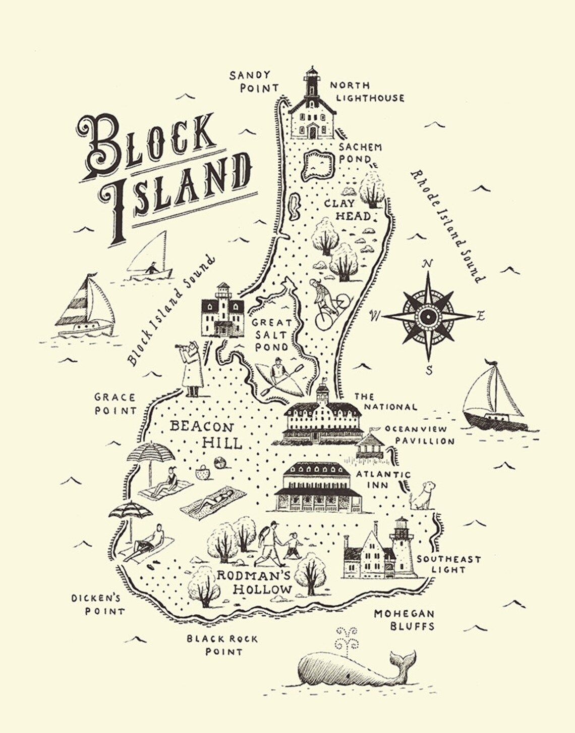 Block Island Map - Etsy