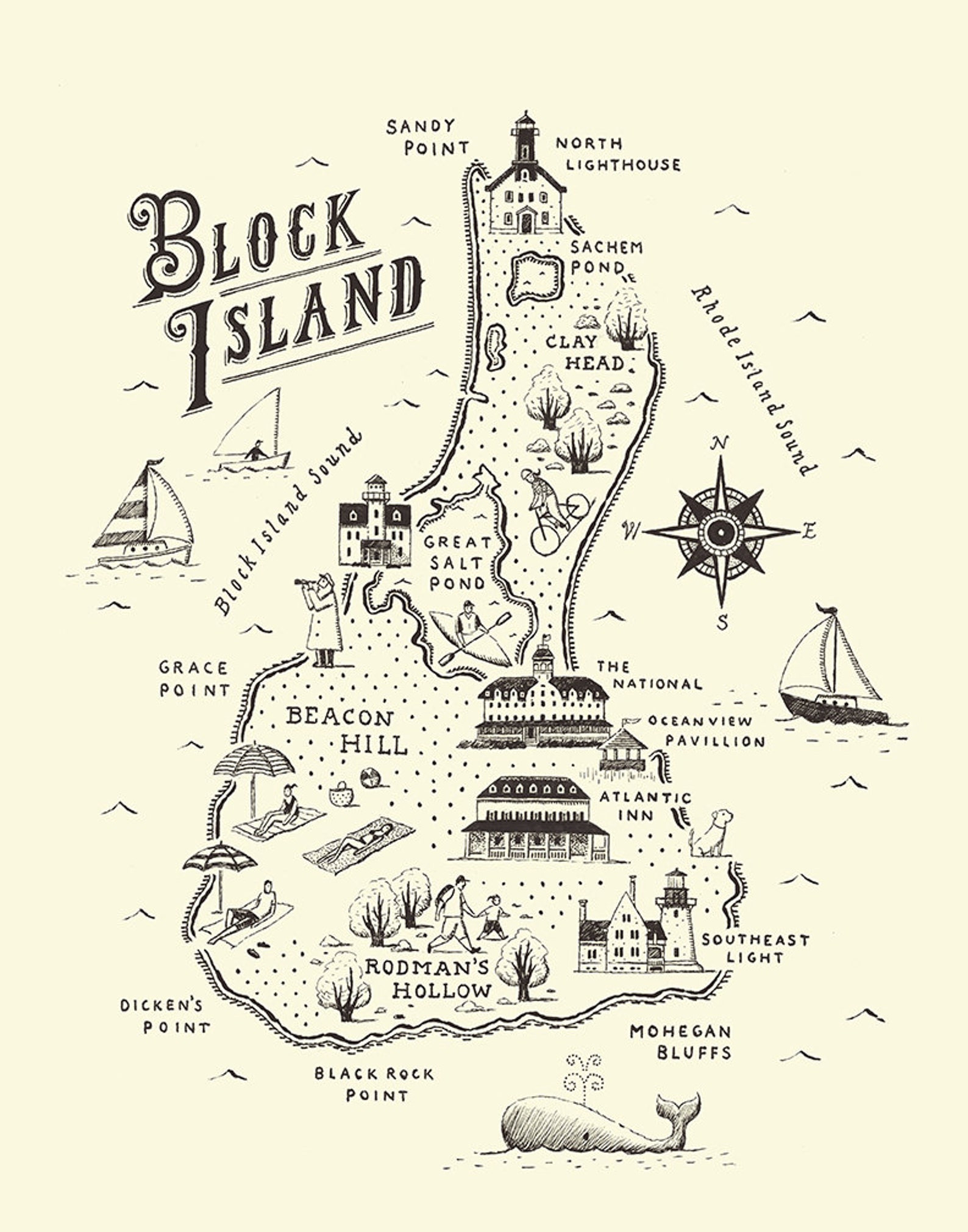 Block Island Map - Etsy