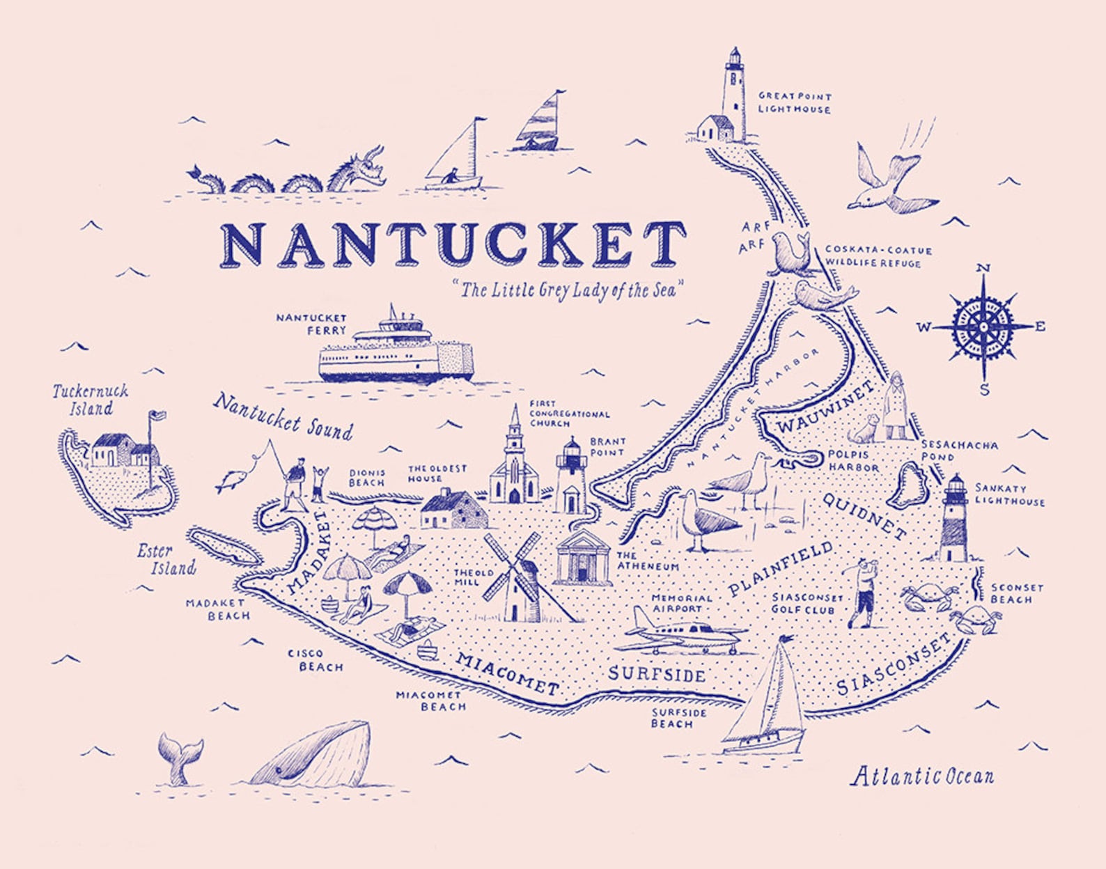 Nantucket Map - Etsy