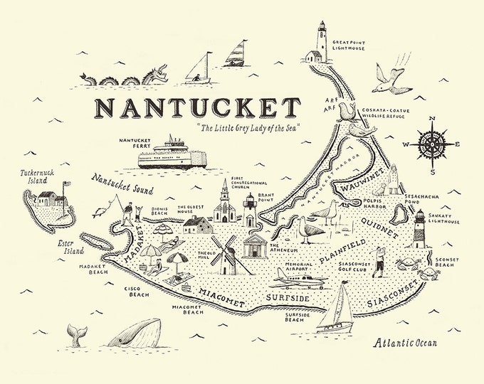 Nantucket Map - Etsy