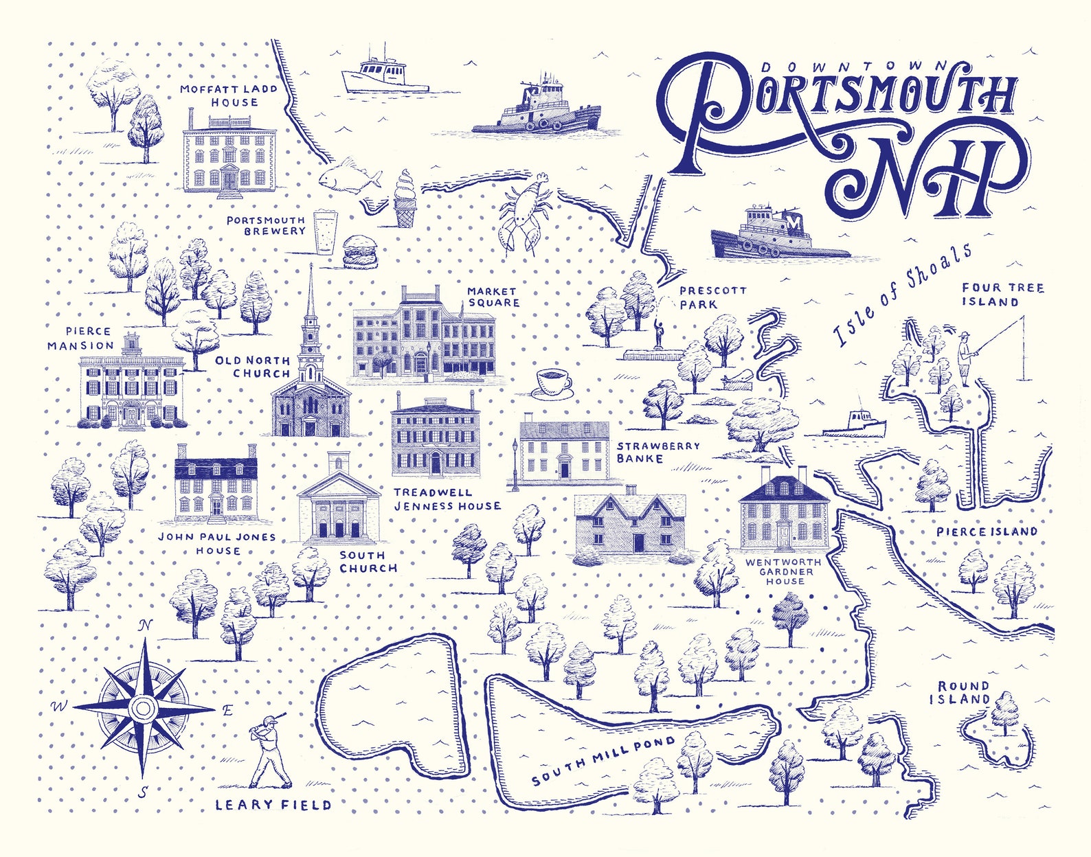 Portsmouth, NH Map - Etsy