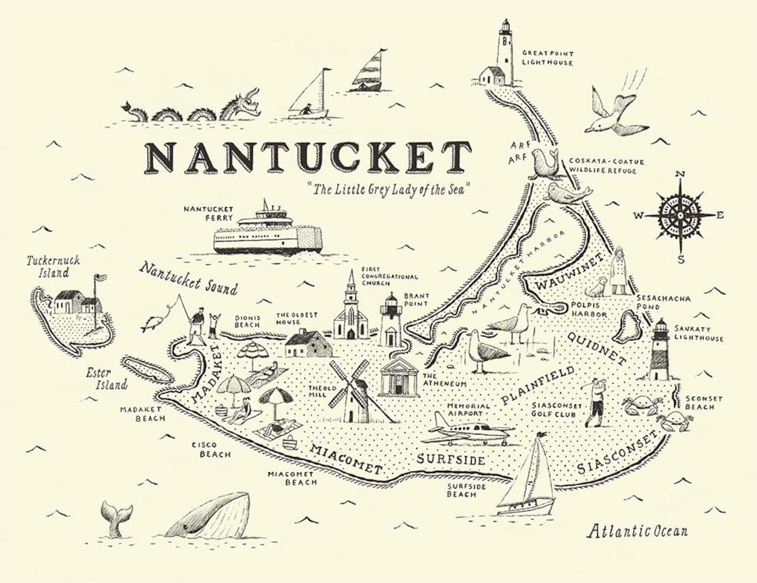 Nantucket Map - Etsy