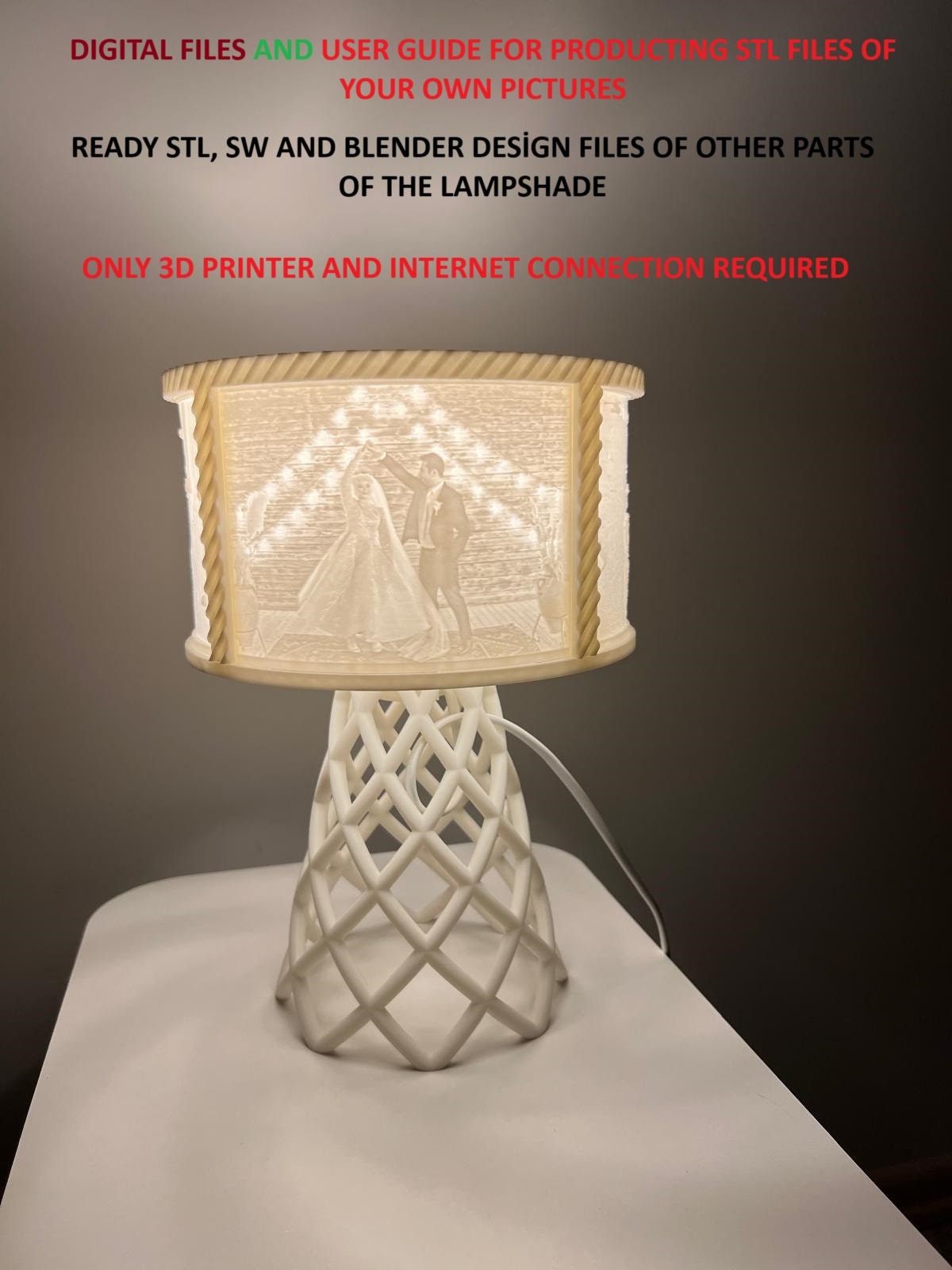 Litophane Lampshade Digital Download STL and Blender Files for 3D ...