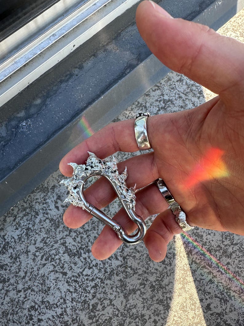 Spiked Carabiner in Stainless Steel, Spiked Keychain, Cybersigilism ...