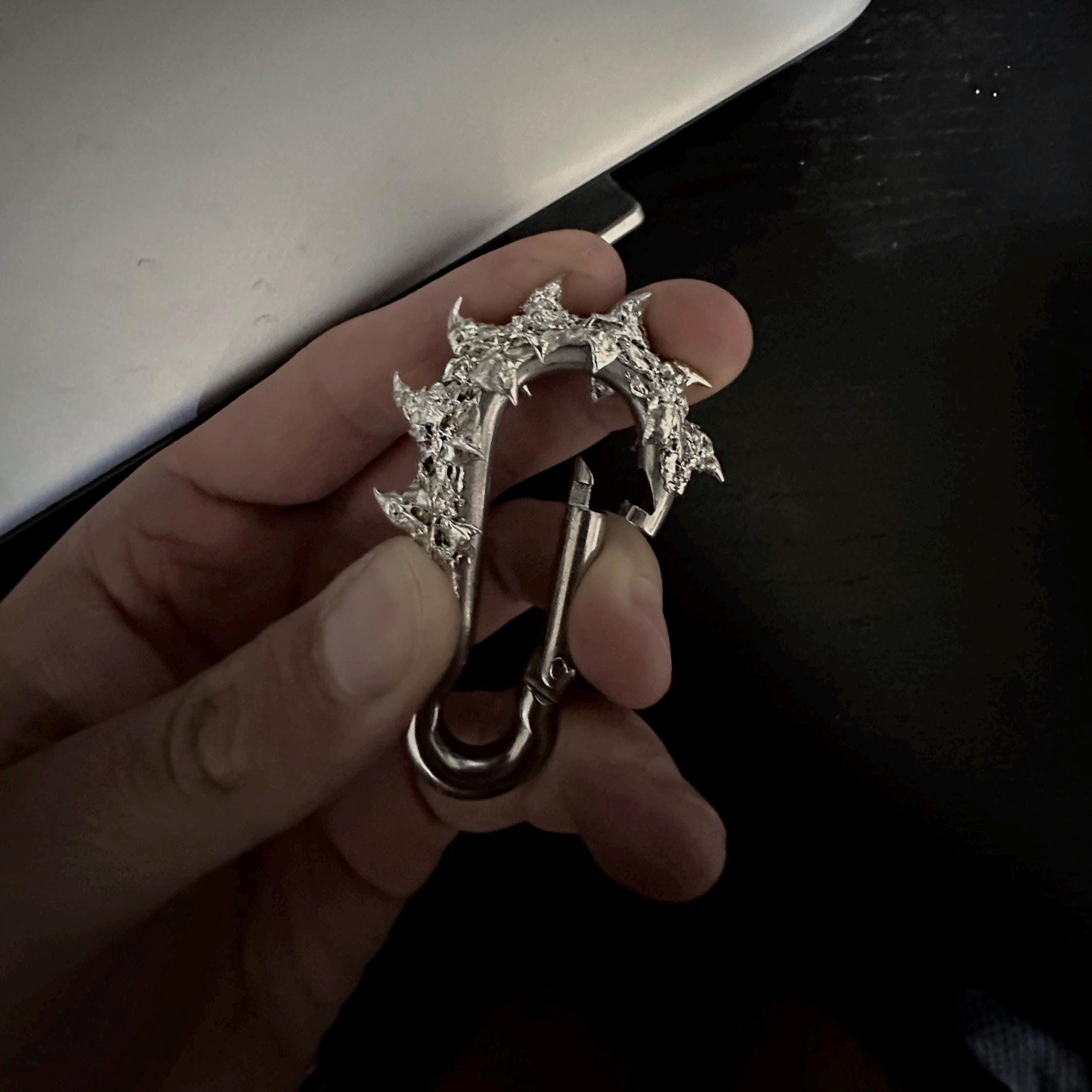 Spiked Carabiner in Stainless Steel, Spiked Keychain, Cybersigilism ...