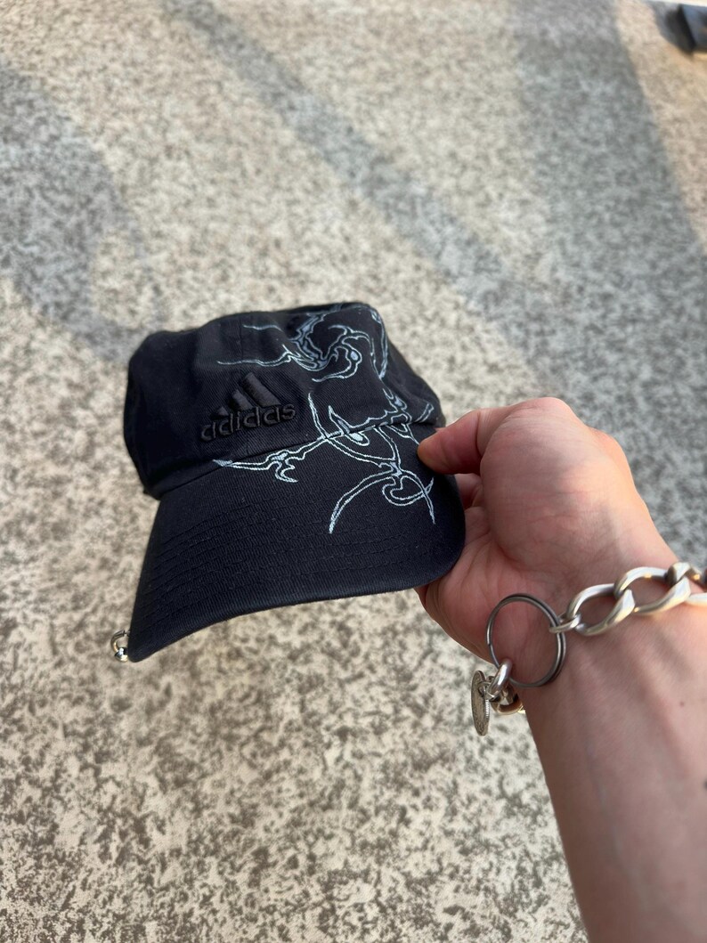 Adidas Logo Sigil Hat in Black, Gothic Cap, Gothic Snapback, Tribal Cap ...