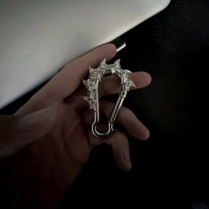Spiked Carabiner in Stainless Steel, Spiked Keychain, Cybersigilism ...