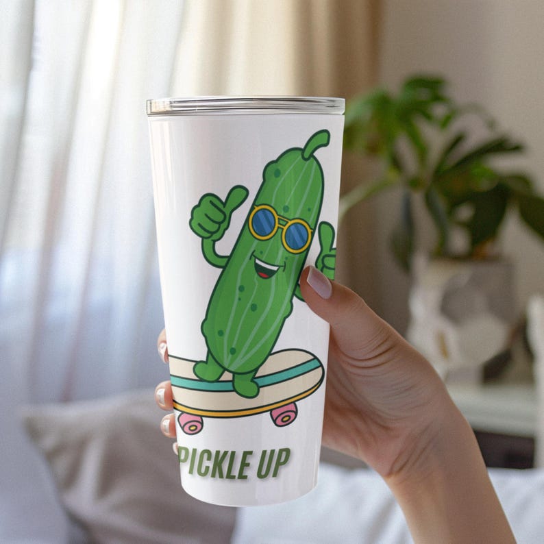 Pickle up Tumbler, Character Design, Skateboard, Pickle Lover Gift ...