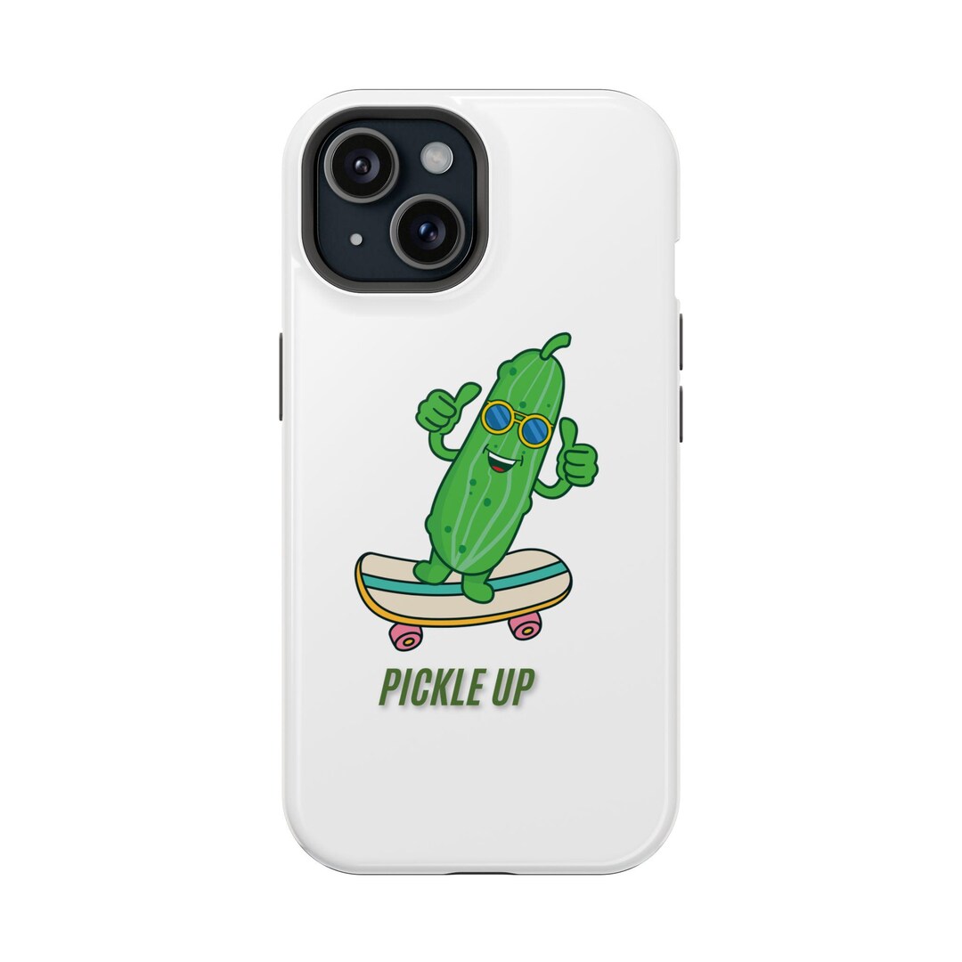 Phone Case, Pickle Character Thumbs up Skateboard Design, Protective ...