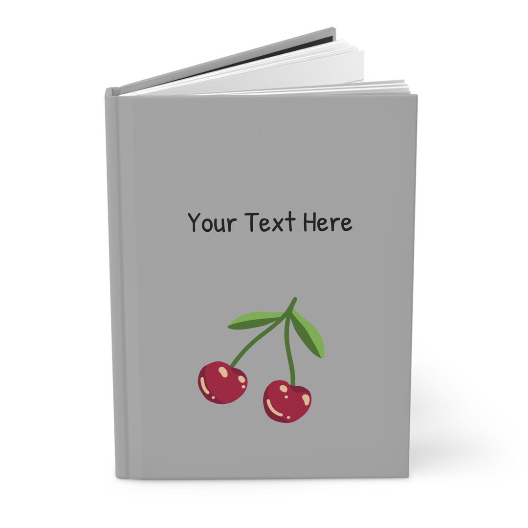 Gray Cherry Hardcover Journal, Cute Notebook for Writing, Cherry ...