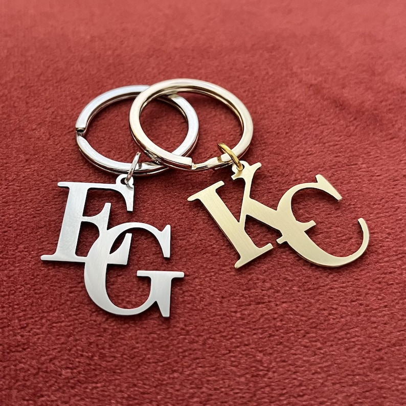 Personalized Initials Keychain: Custom Monogram Stainless Steel or ...