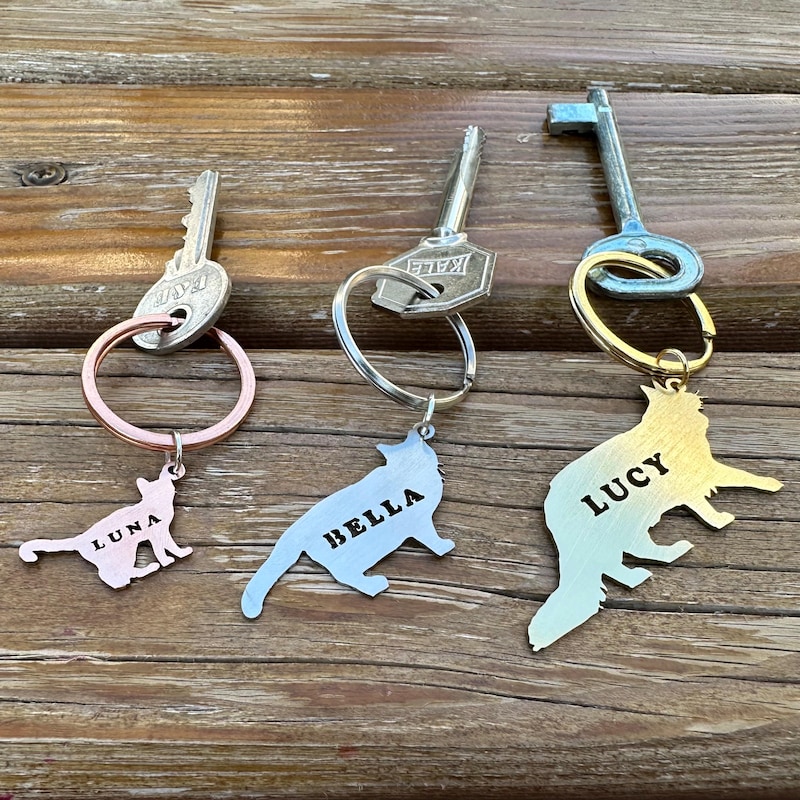 Cat Keychain - Etsy
