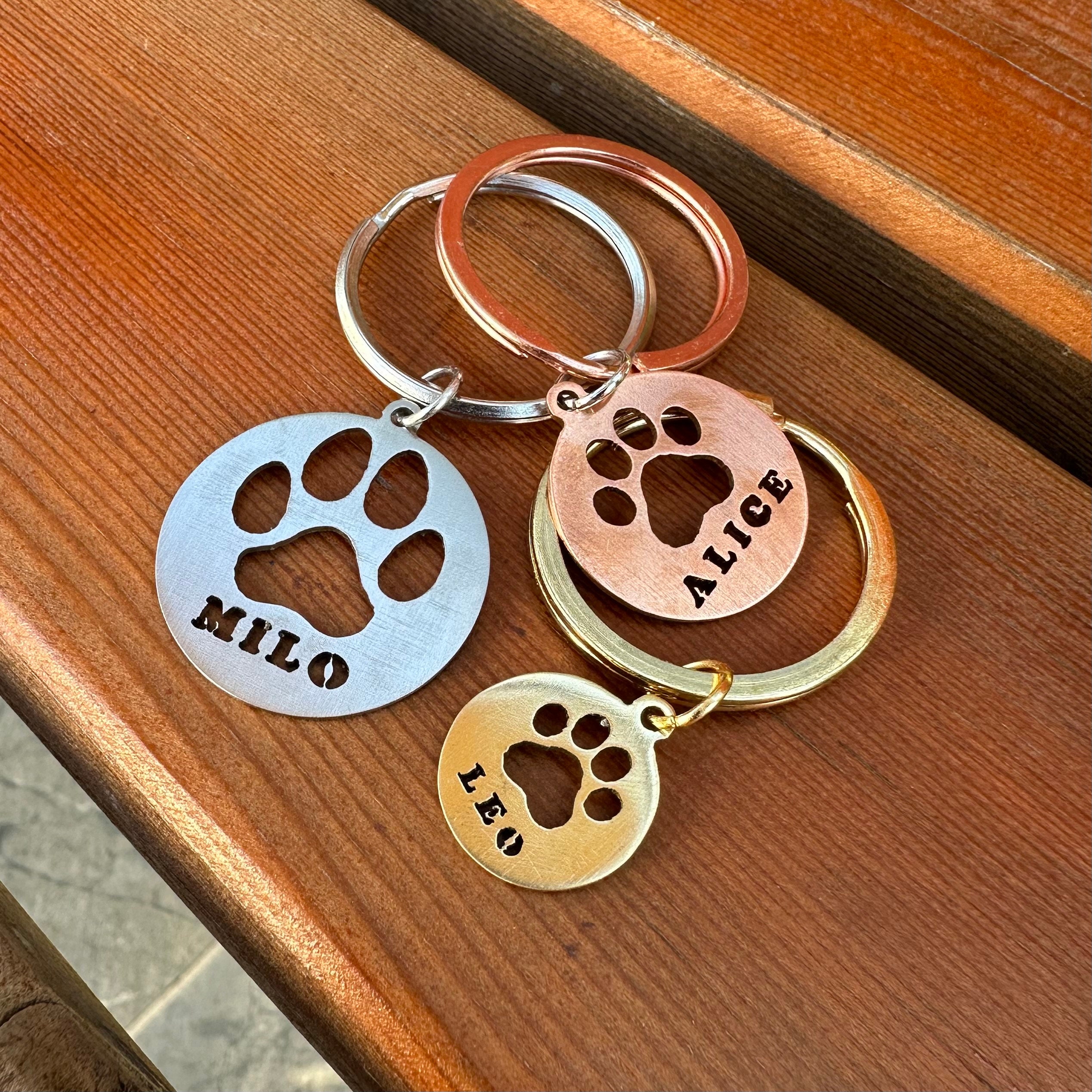 Personalized Pet Paw Print Keychain: Custom Cat/dog Name Tag, Stainless ...