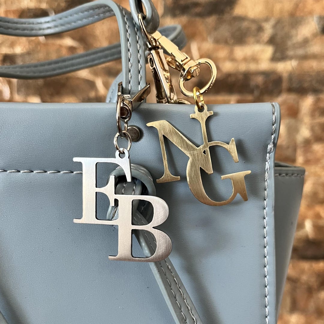 Personalized Metal Bag Charm, Custom Initial Purse Charm, Stainless ...