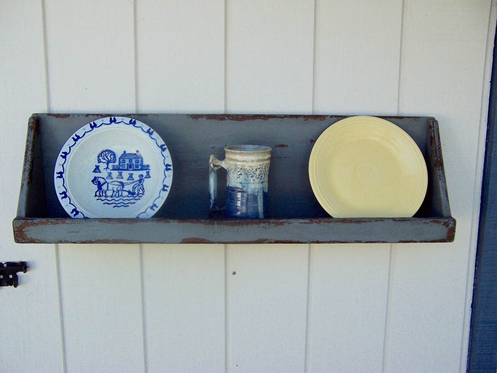 Primitive Shelf Rustic Shelf Plate Rack Country Painted Wood | Etsy