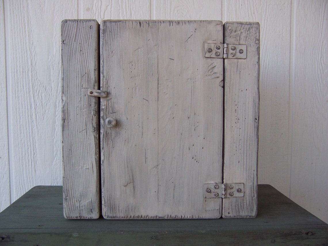 Wall Cabinet Primitive Small Cupboard Shelf Cottage Shabby Chic Hanging ...