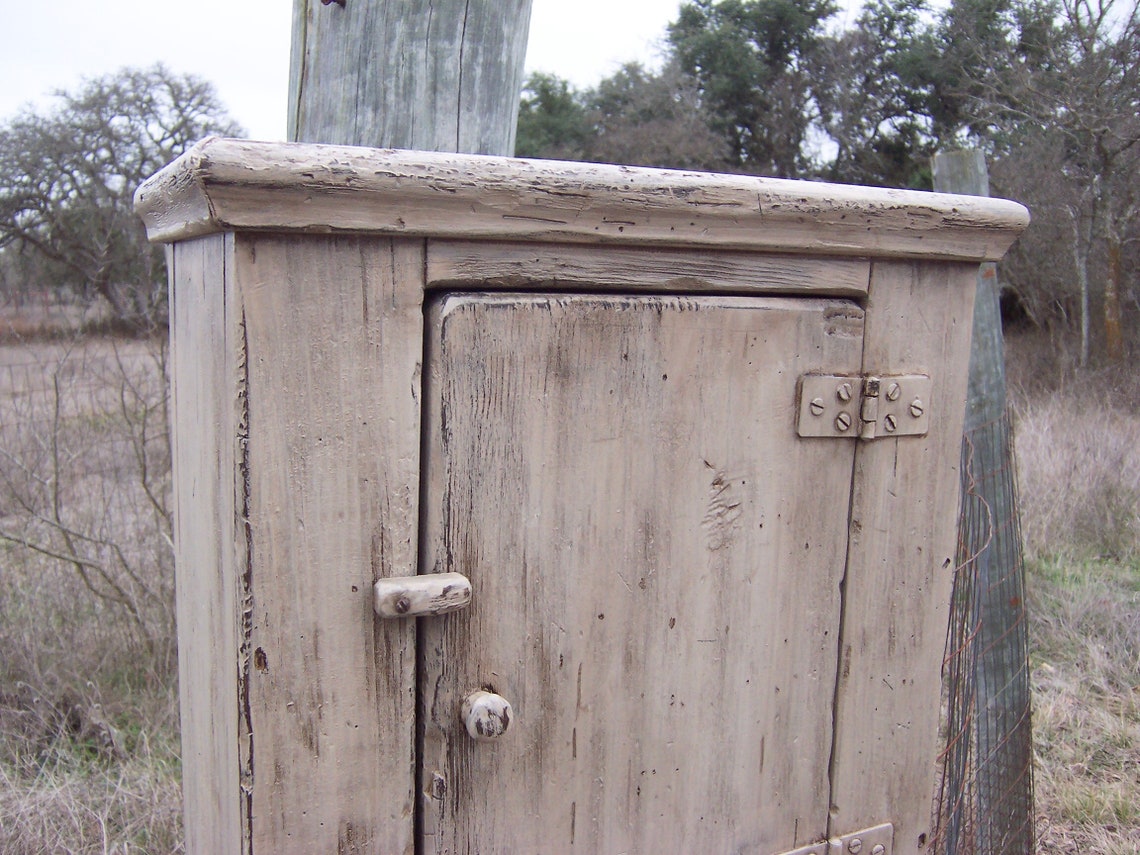 Wall Cabinet Primitive Small Cupboard Shelf Cottage Shabby Chic Hanging ...