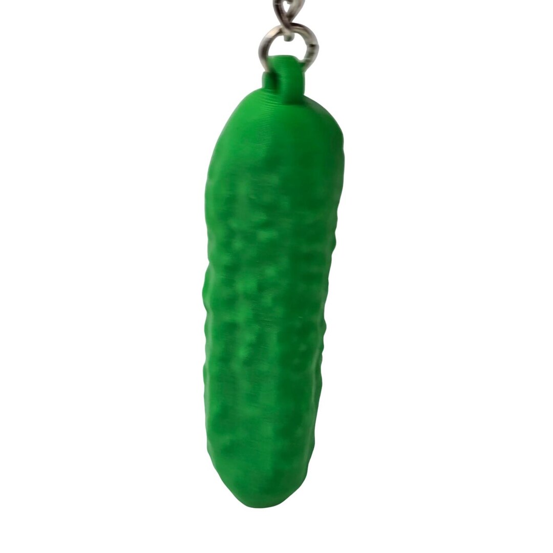 3D Printed Pickle Keychain: Textured Vivid Green Miniature - Etsy