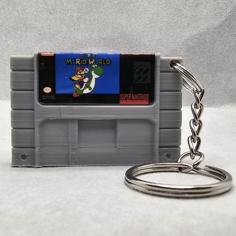 Mini SNES Cartridge Keychain - 3D Printed Retro Video Game Key Ring ...