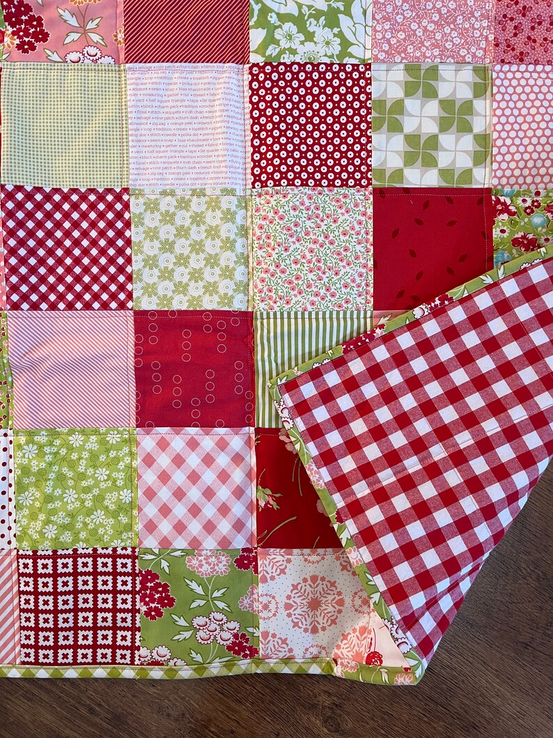 Red, Pink and Green Floral Baby Quilt, FREE SHIPPING, Bonnie and ...