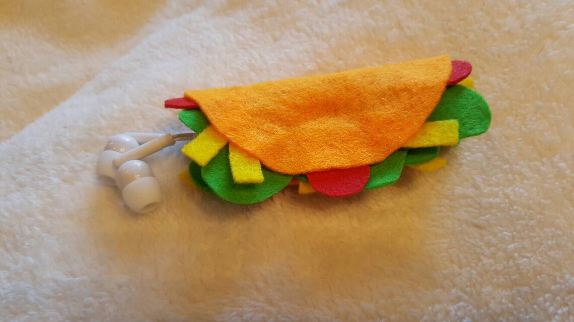 Taco Felt Ear Bud or Cord Holder - Etsy