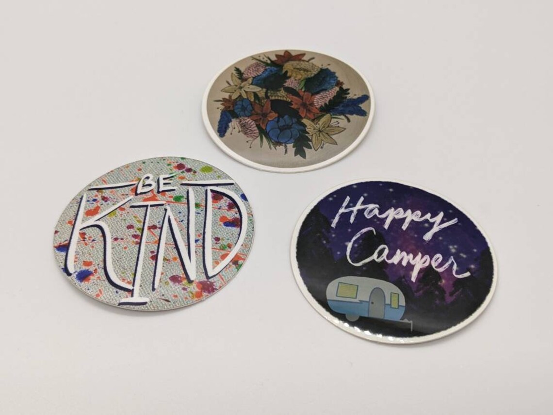 Circle Sticker Pack! - 3 Vinyl Waterproof Stickers - "be Kind", Painted ...