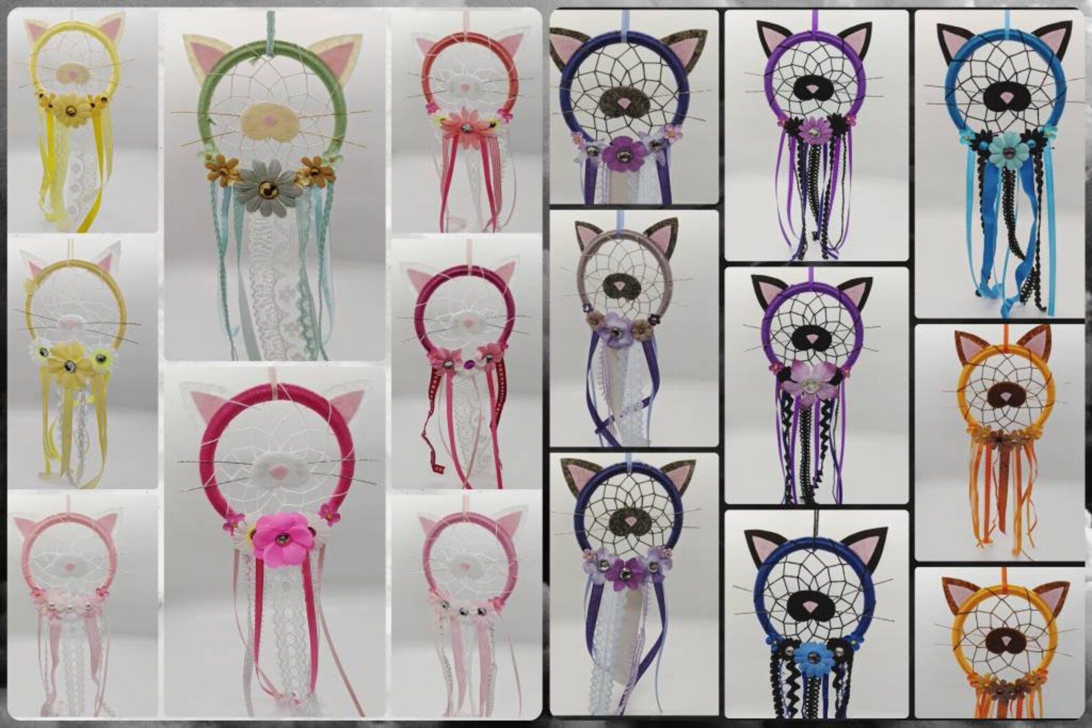Small Kitty Cat Dream Catcher MORE COLORS ADDED Pink, Yellow, Blue ...