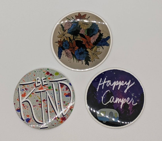 Circle Sticker Pack 3 Vinyl Waterproof Stickers be | Etsy