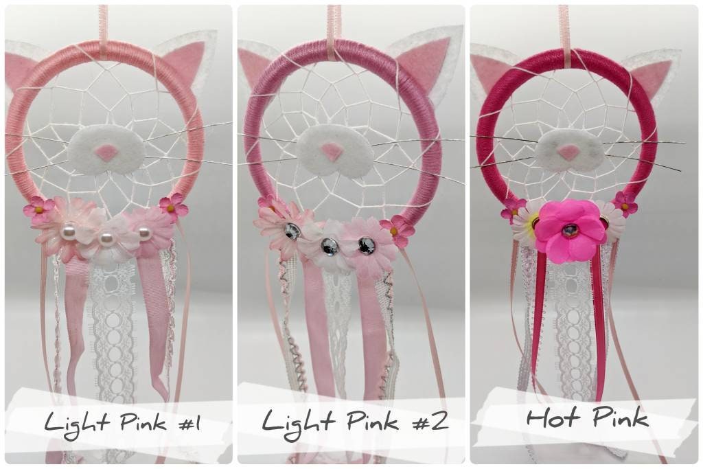 Small Kitty Cat Dream Catcher MORE COLORS ADDED Pink, Yellow, Blue ...