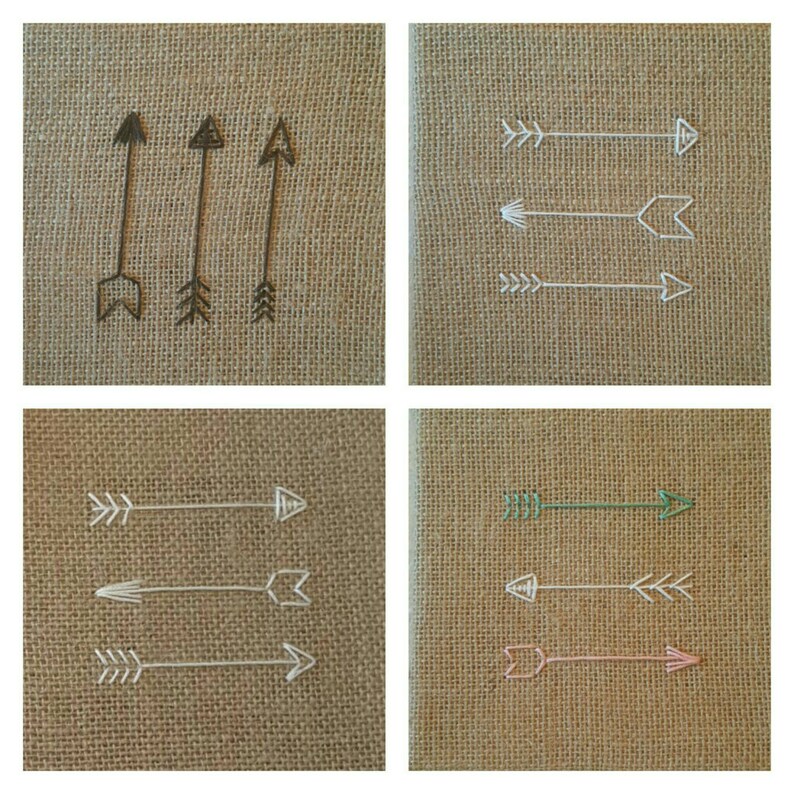 Burlap Arrow Embroidery Wall Art White Brown Pink | Etsy