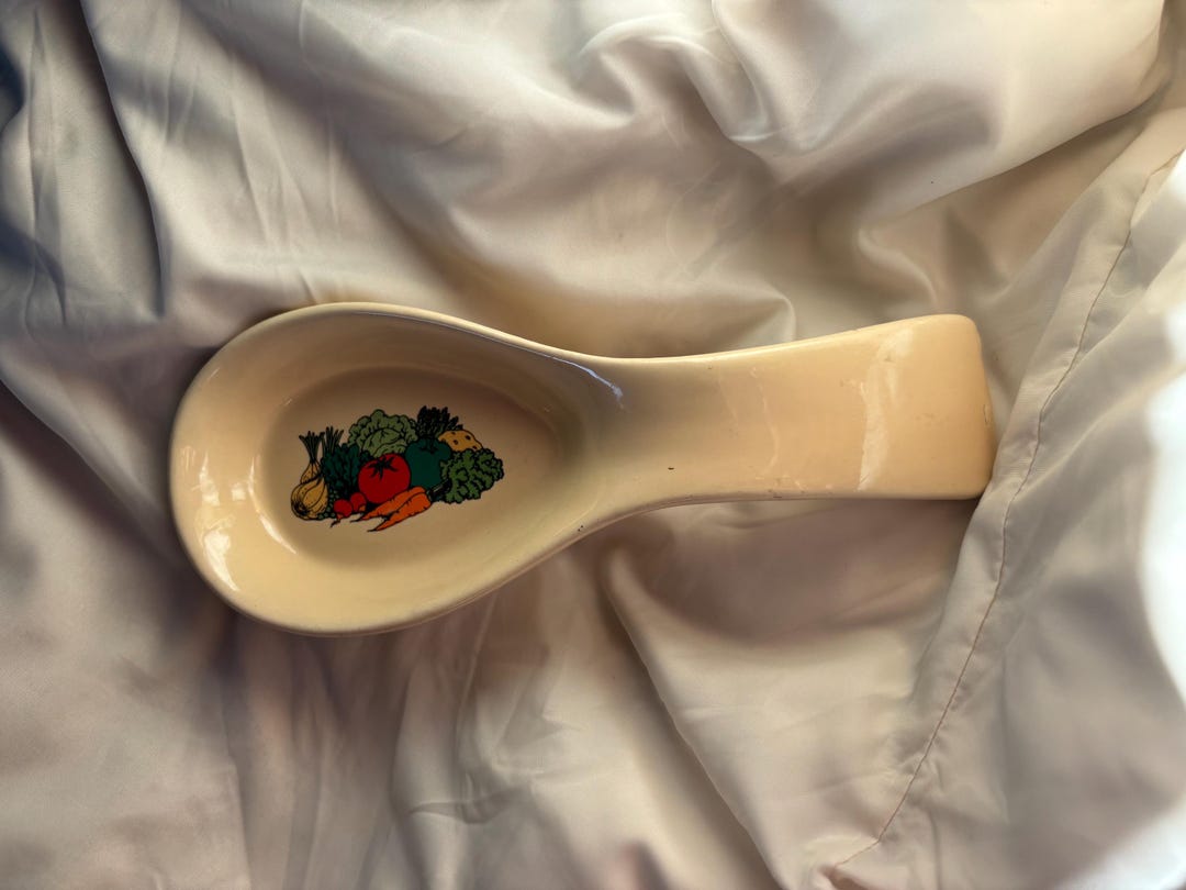 Vintage Ceramic Spoon Rest- MCM Spice of Life, Garden Vegetables - Etsy