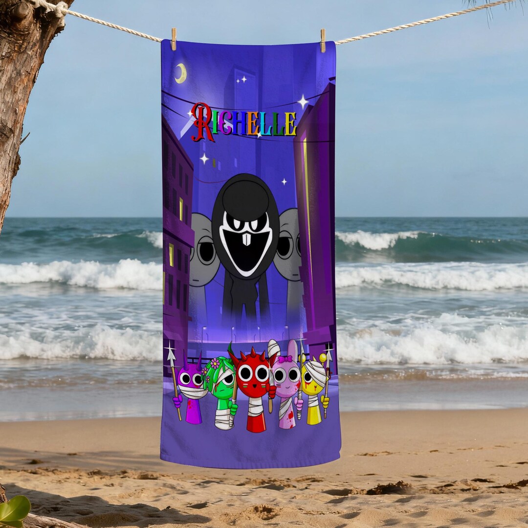Personalized Sprunki Beach Towel, Custom Bachelorette Party Favor ...