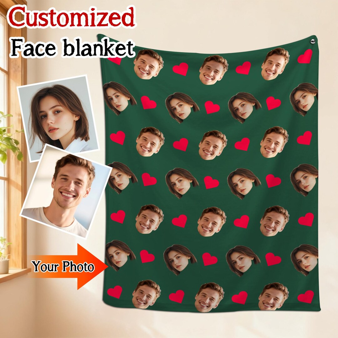 Custom Multi-faces Blanket, Personalized Photo Blanket for Men & Women ...