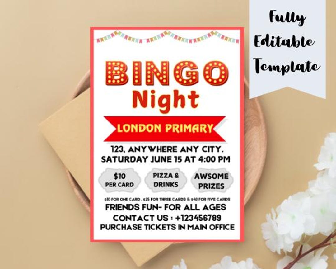 Editable Bingo Night Flyer Invitation Template, Family Game Night ...